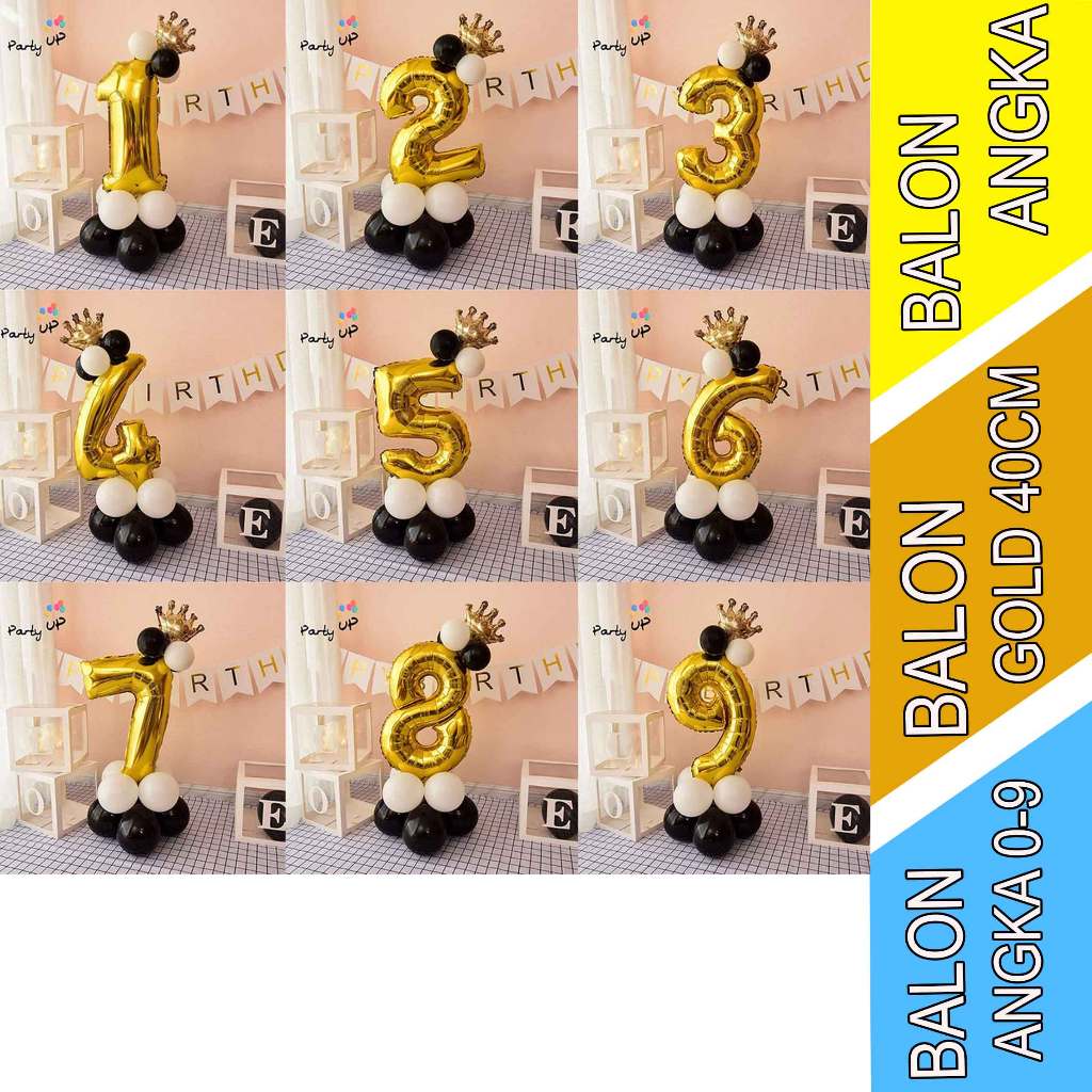 Jual Balon Angka Gold - Balon Angka - Balon Foil Angka 0-9 - 40cm ...