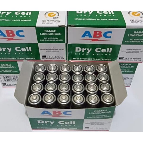 Jual Baterai ABC AA Hijau Dry Cell Lead Proof isi 4 pcs | Shopee Indonesia