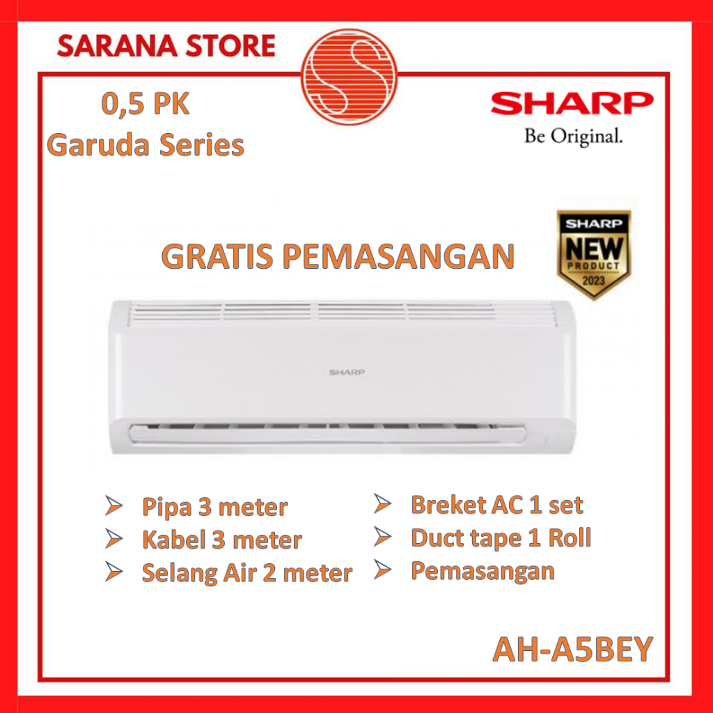 Jual AC SHARP 1/2 PK AH-A5BEY 5BEY Garuda Series 0.5 PK Split Standard | Shopee Indonesia