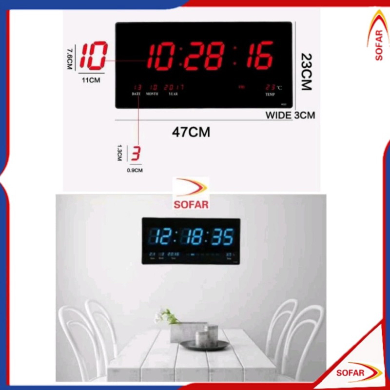 Jual Jam Digital Dinding LED / Merah / Hijau / Biru 4622 | Shopee Indonesia