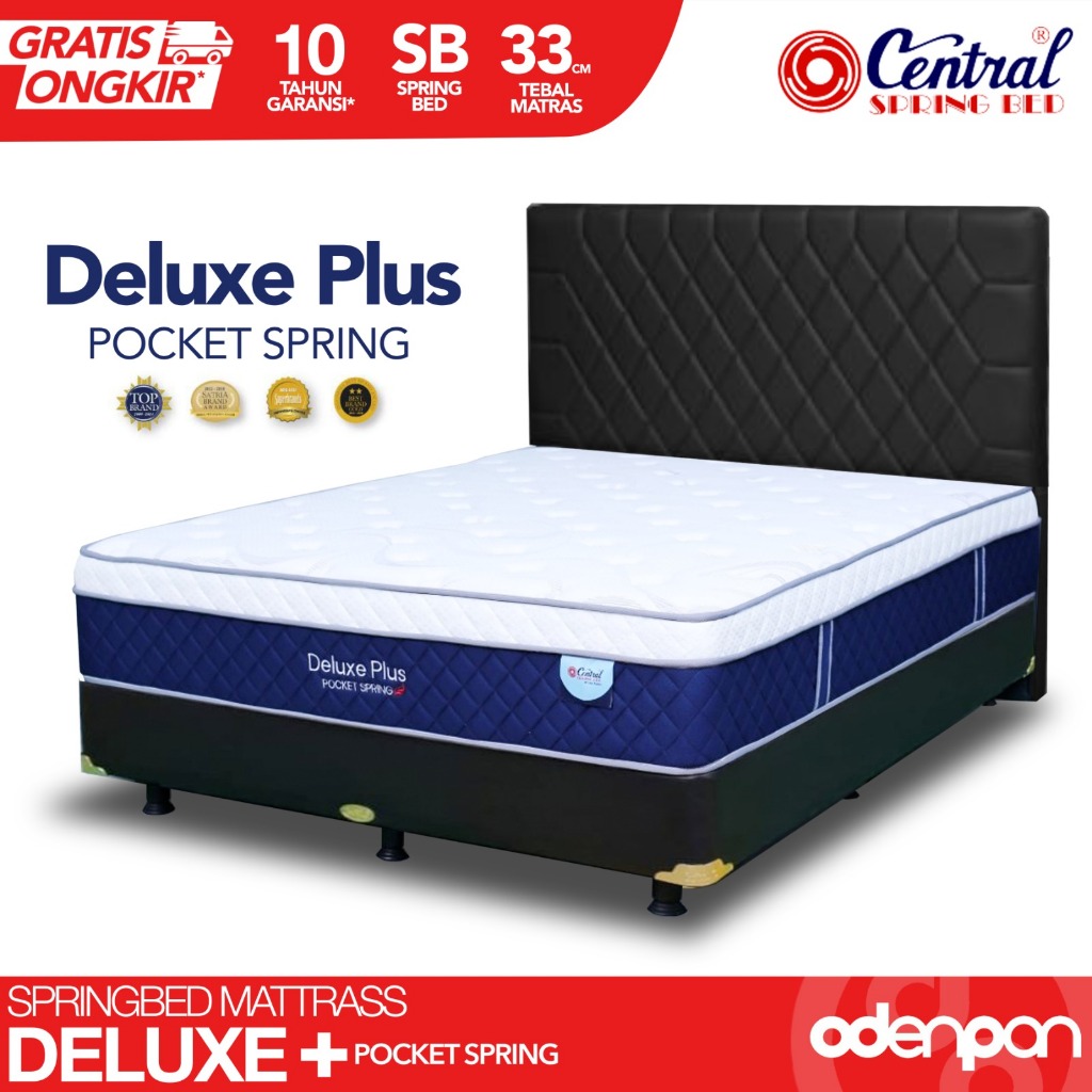 Jual CENTRAL Kasur Spring Bed Mattress Deluxe Plush Top Pocket Spring ...