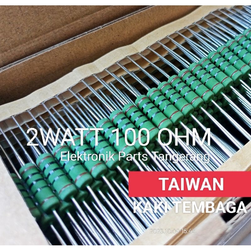 Jual (10 buah) RESISTOR 2WATT 100 OHM TAIWAN KAKI TEMBAGA RESISTOR 2W 100 OHM RESISTOR 2 WATT ...