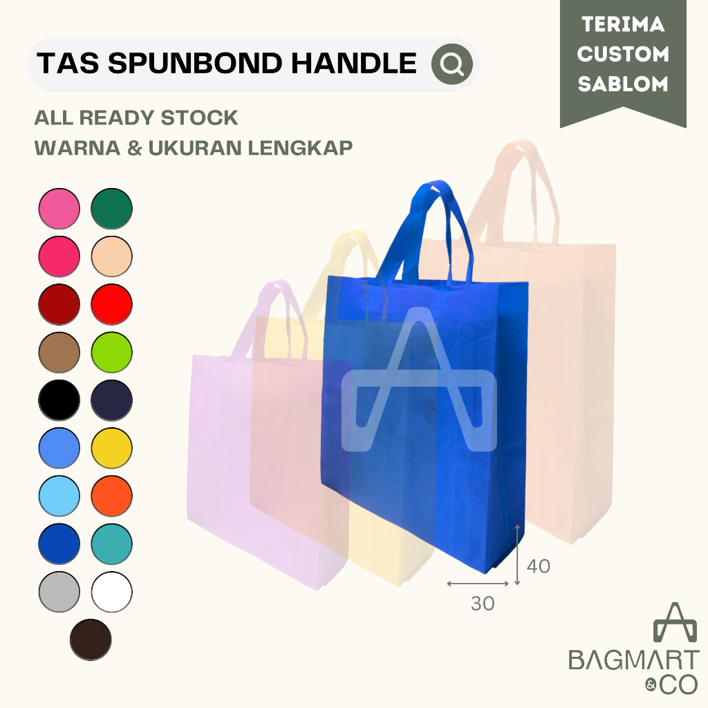 Jual Tas Spunbond Tali Jinjing Ukuran 30x40 Warna Lengkap dan Tebal Goodie Bag Hampers Souvenir ...