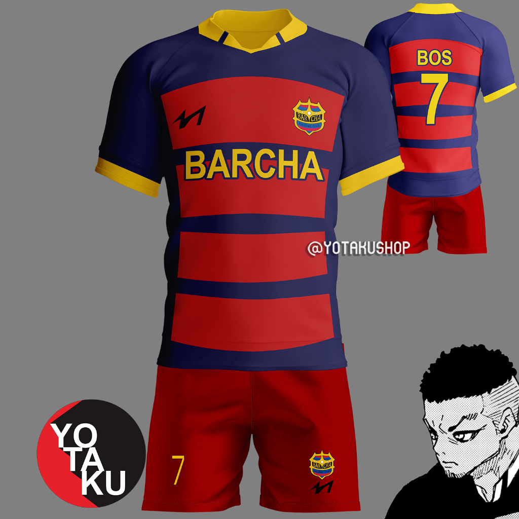Jual Jersey Anime Cosplay Blue Lock FC BARCHA 7 Bos Full Set YOTACOS ...