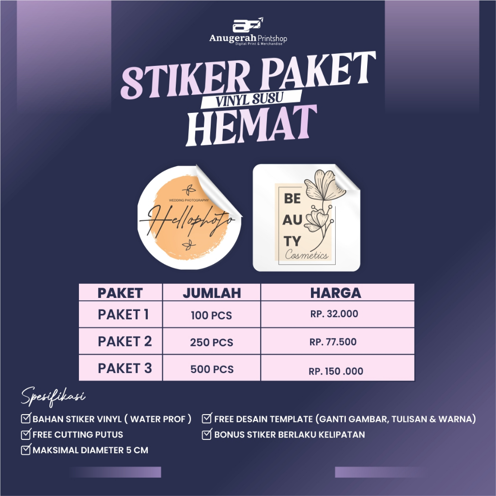 Jual CETAK STIKER VINYL A3+ CUTTING PUTUS DIE cut/ CETAK STIKER ...