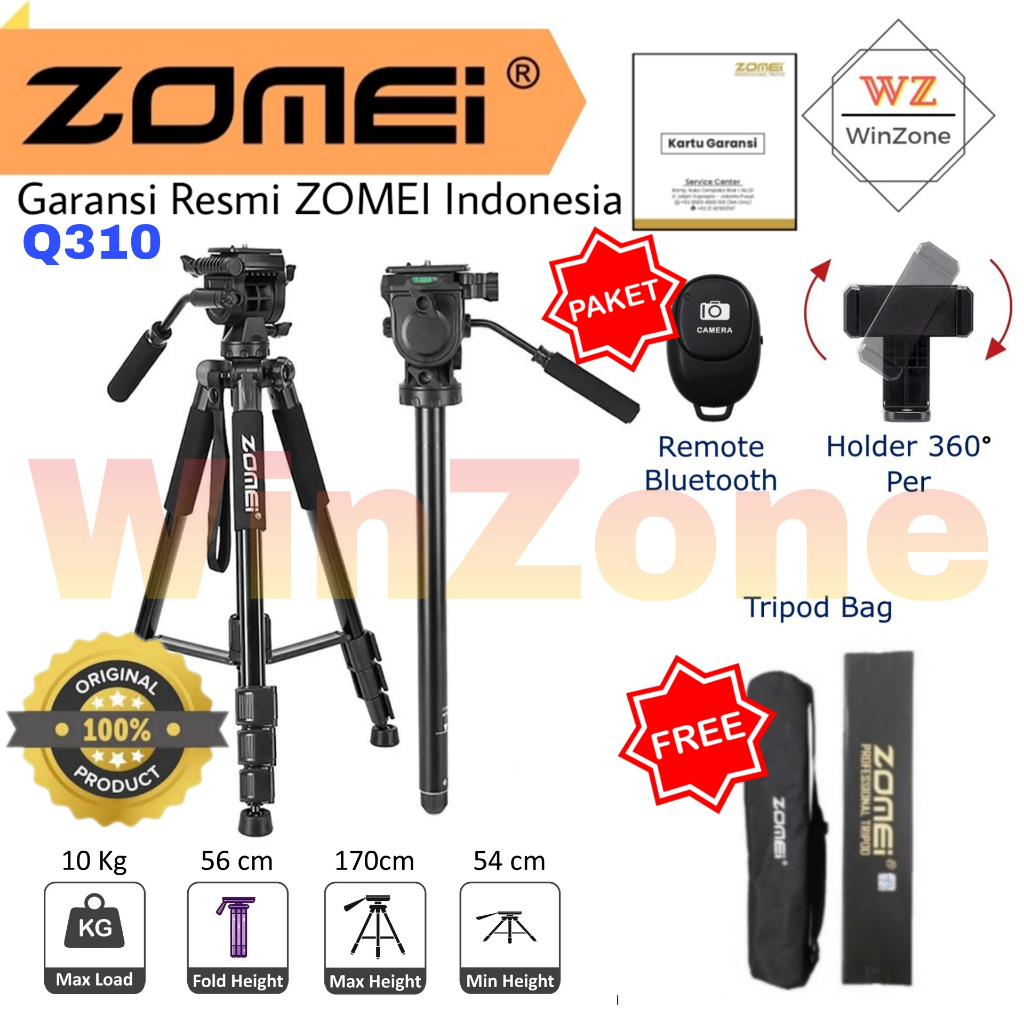 Jual Tripod ZOMEi Q310 Profesional Fluid Head Tripod Monopod Kamera DSLR Mirrorless | Shopee ...