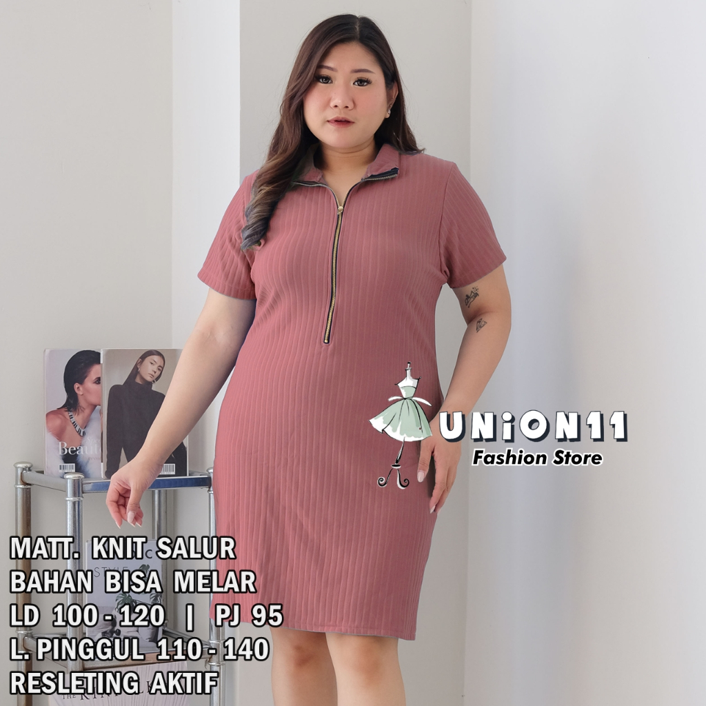 Jual UNION11 - DRESS WANITA JUMBO XXXL / DRESS KNIT JUMBO WANITA LD 120 / BAJU JUMBO WANITA ...