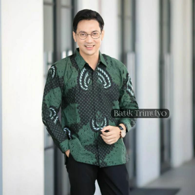 Jual KAPAL IJO. kemeja batik pria modern lengan panjang warna ijo full ...
