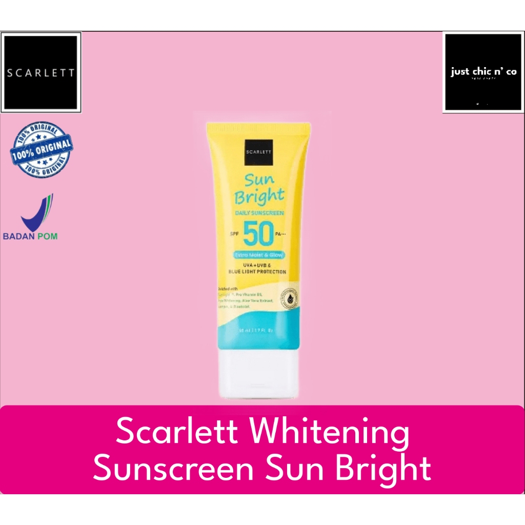 Jual SCARLETT WHITENING Sunscreen Sun Bright Daily SPF 50 PA+++ || SCARLETT BRIGHTENING ORIGINAL ...