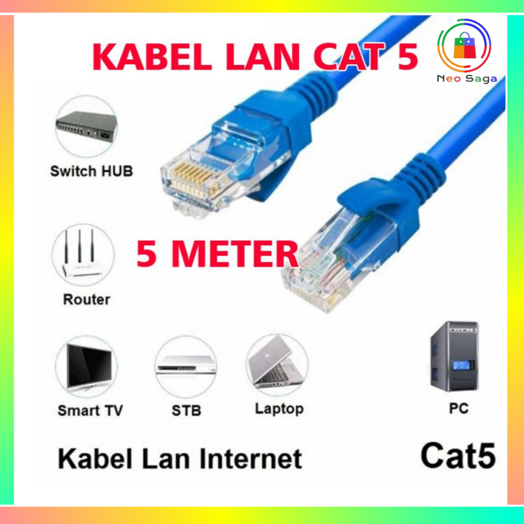 Jual Kabel LAN 10M CAT 5 / Kabel UTP 10 Meter Internet RJ45 Pabrikan ...