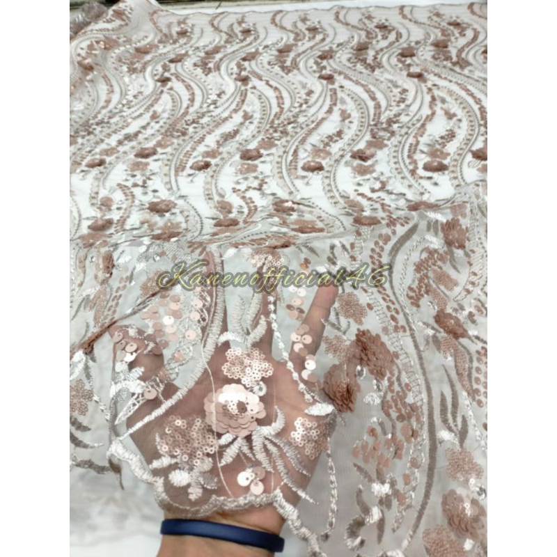 Jual bahan tille bordir squin bunga,tille bordir, tille Payet squin ...