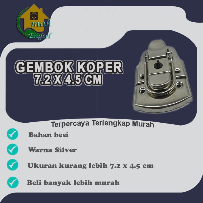 Jual Kunci pengait koper / overval / hardcase / gembok koper 7.2 x 4.5 ...