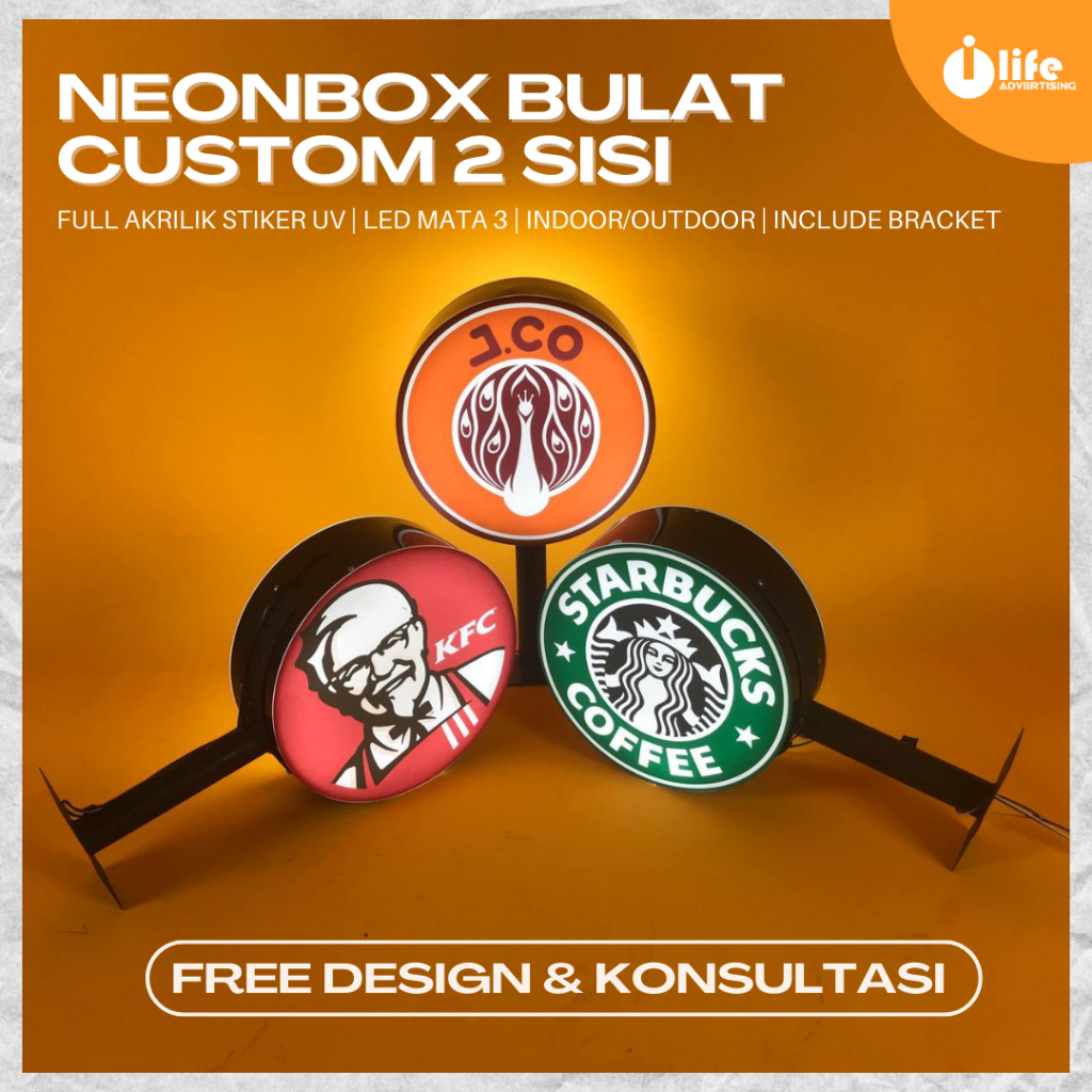 Jual NEON BOX BULAT CUSTOM 2 SISI AKRILIK | Shopee Indonesia