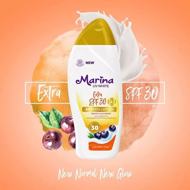 Jual Marina Uv White SUNBLOCK SPF 30 PA++ 85ML (warna oren) | Shopee ...