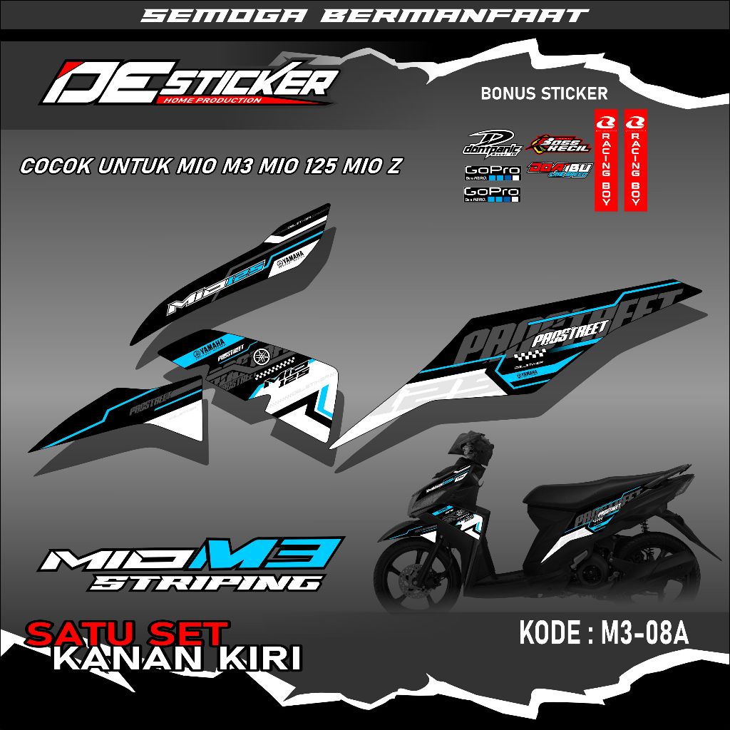 Jual Stiker Mio M3/Z Decal Striping Standar keren Mio M3/Z Premium Racing bisa request stiker ...