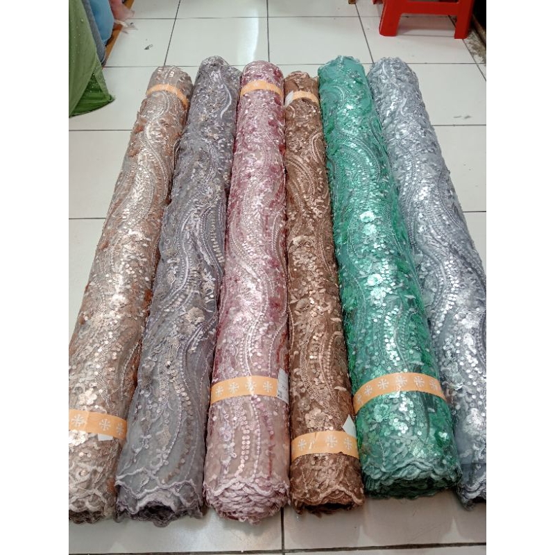 Jual Bahan/kain tile bordir squin/tile bordir payet | Shopee Indonesia