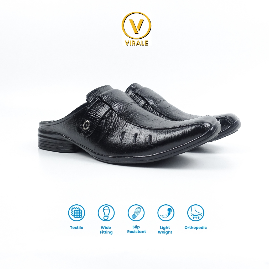 Jual Sepatu Sandal Kulit Asli Pria Model Slop Terbaru SL 05 | Shopee ...