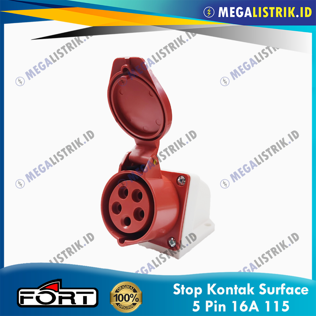 Jual FORT STOP KONTAK INDUSTRIAL SURFACE 5 PIN 16A / WALL SOCKET GENSET ...