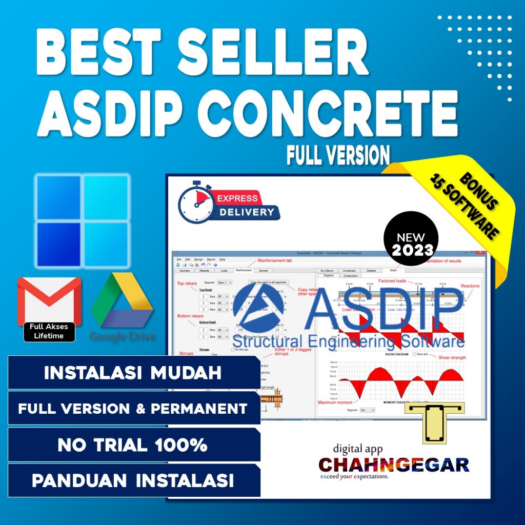 Jual ASDIP Structural Concrete 2025 v6 Full Version Software Engineering untuk merancang ...