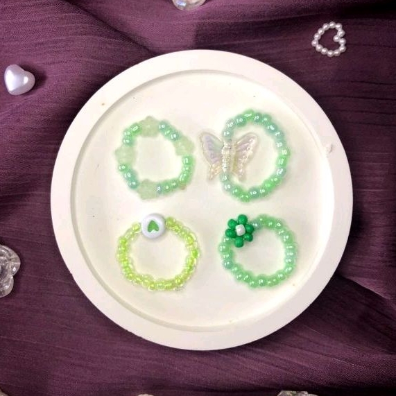 Jual Cincin manik hijau part 2 || Ring bead || MIN BELANJA 10K | Shopee ...