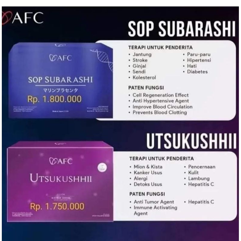 Jual PAKET 1 SET AFC SUBARASHI + USTU GOLD @28SAC/BOX EXP 2027 JAPAN ...