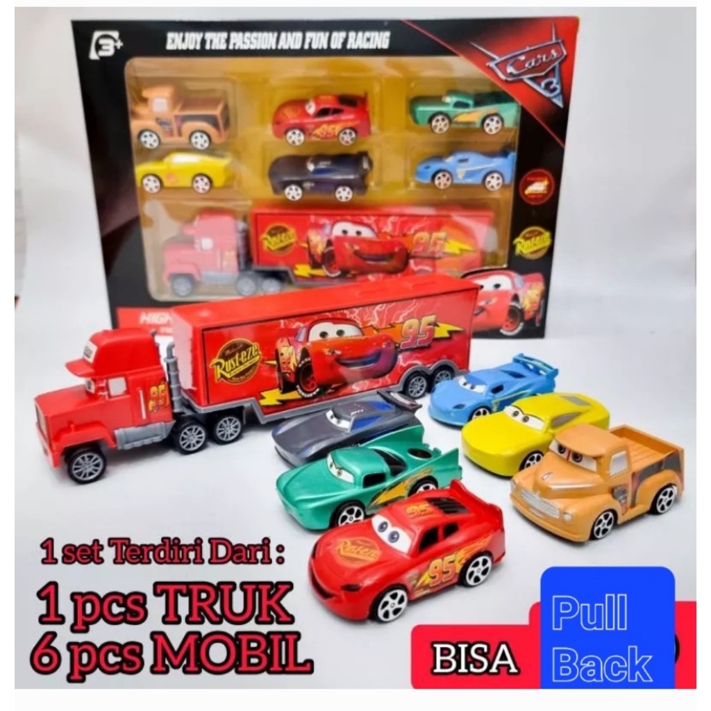 Jual MAINAN ANAK TRUK CONTAINER PANJANG MOBIL CARS PULL BACK ISI 7PCS ...