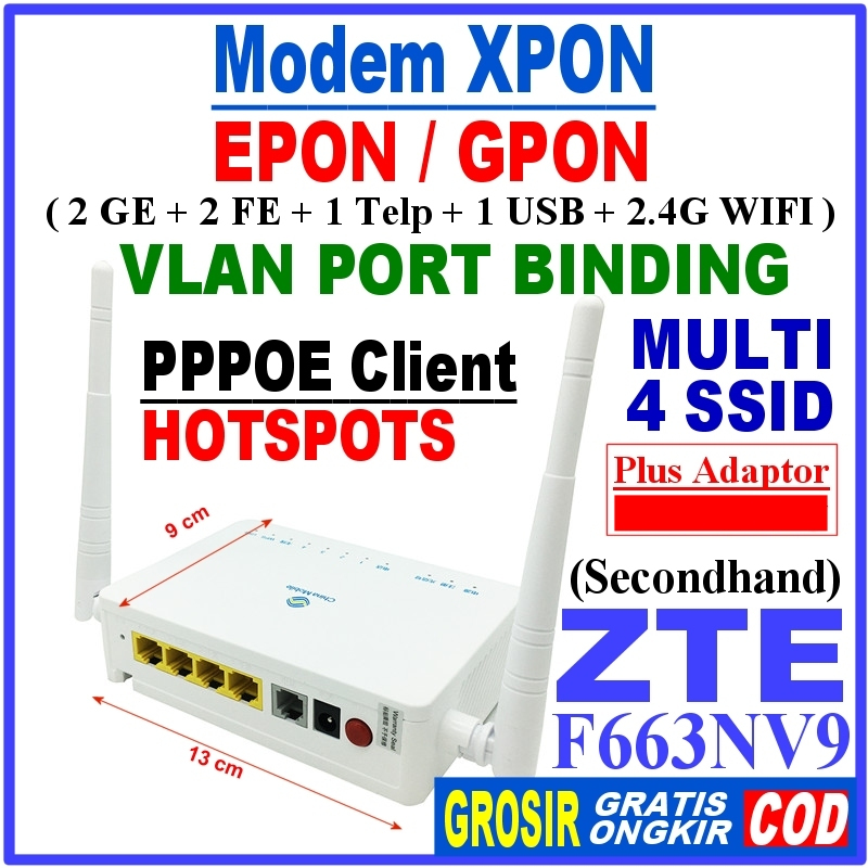 Jual F663NV9 XPON ZTE modem EPON GPON LAN 2GE + 2FE ENGLISH FIRMWARE ...