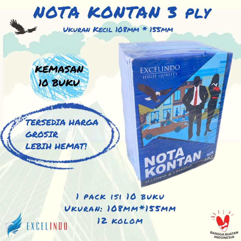 Jual (10 BUKU/ 1 PACK) Buku Nota Kontan 3 ply Kecil NCR Ukuran ...