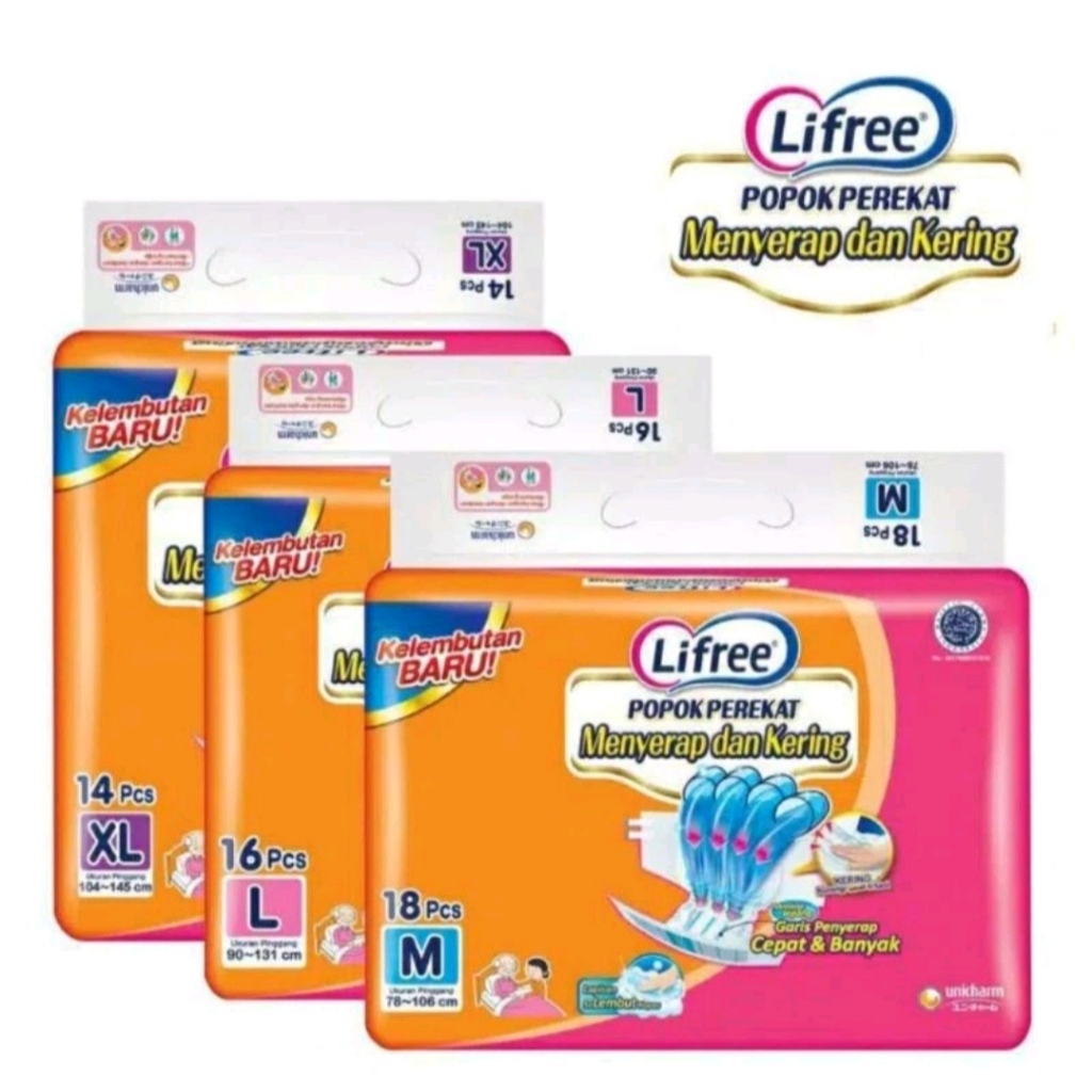 Jual LIFREE POPOK DEWASA PEREKAT EXTRA SERAP (M'17/L'15/XL'13) | Shopee Indonesia