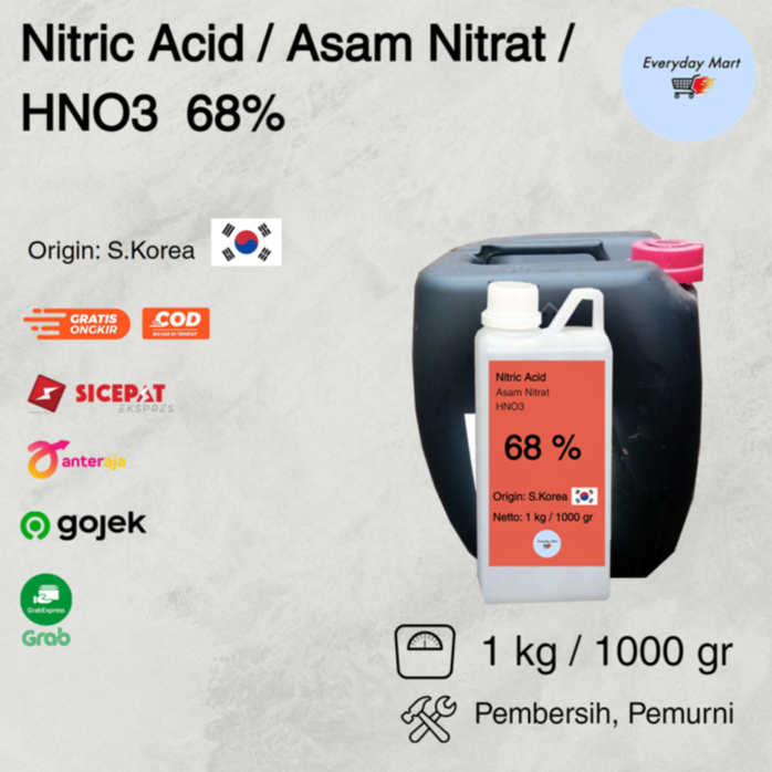 Jual Asam Nitrat 68% 1 KG / HNO3 1 KG / Nitric Acid 68% 1 KG Ex. Korea | Shopee Indonesia