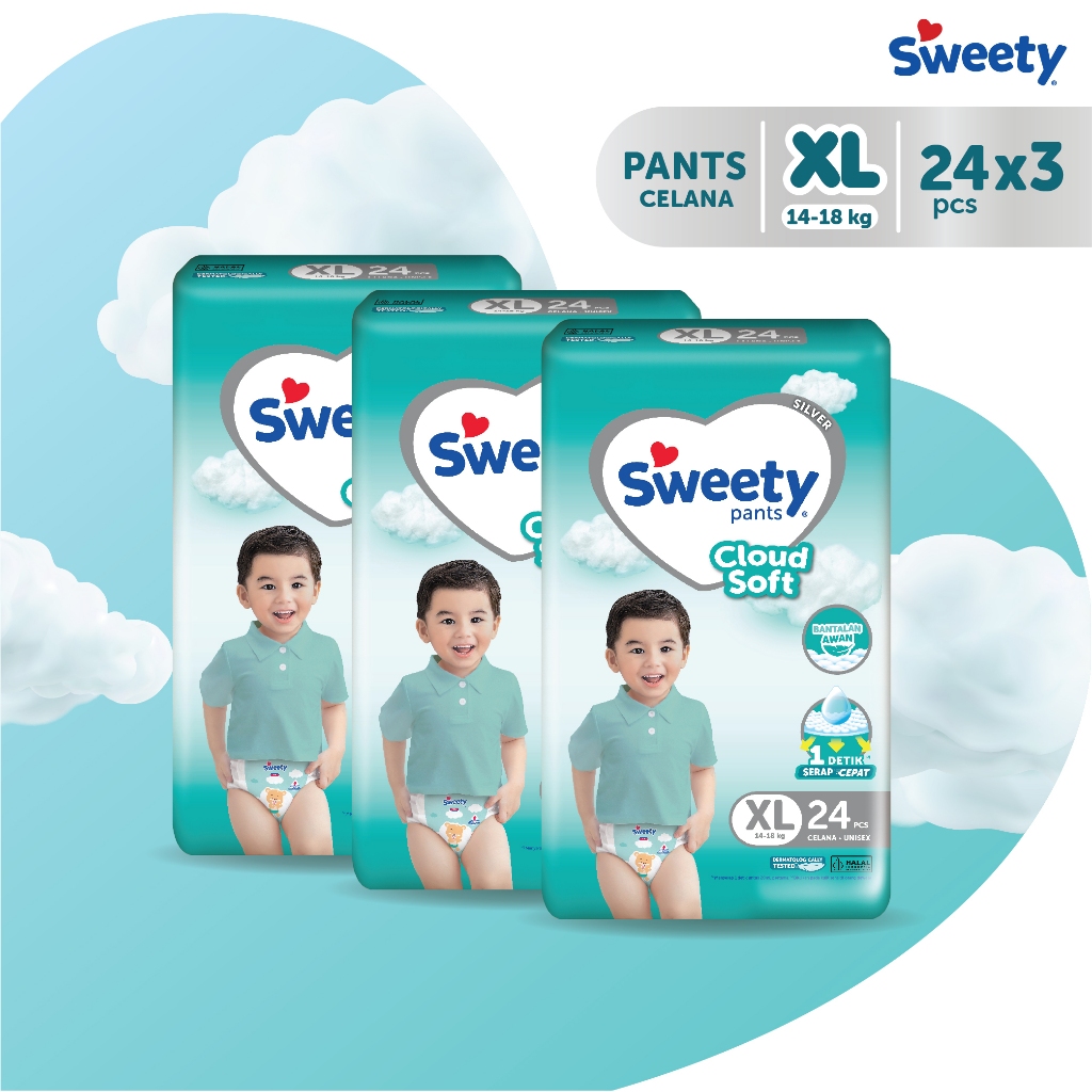 Jual Sweety Silver Pants Cloud Soft XL 3 x 24s Popok Celana Baby ...