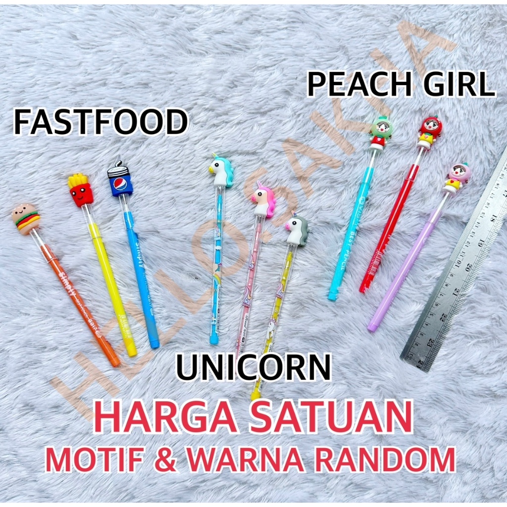Jual PENSIL BENZIA BENSIA UNICORN FAST FOOD PEACH GIRL WARNA WARNI LUCU ...