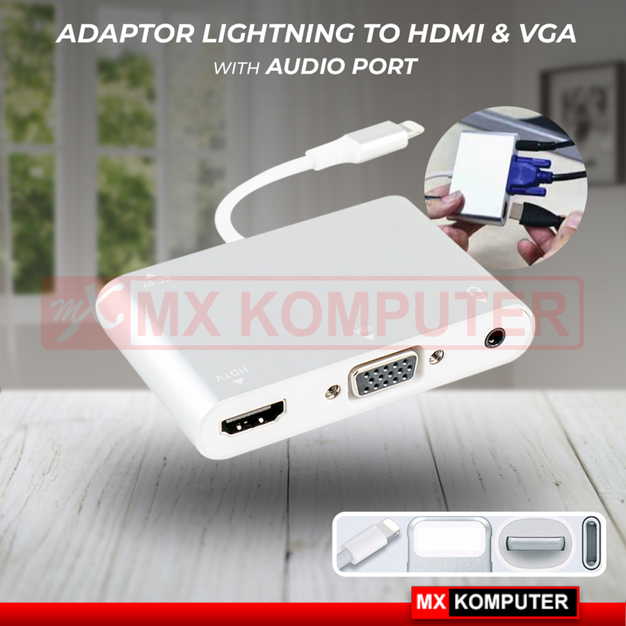 Jual Adaptor Converter Lightning to HDMI VGA with Audio | Shopee Indonesia