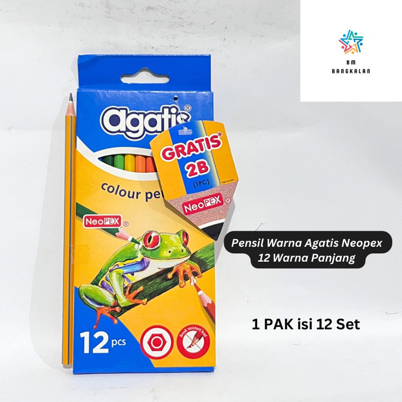 Jual Pensil Warna AGATIS Neopex 12 Warna Panjang (GRATIS PENSIL 2b ...