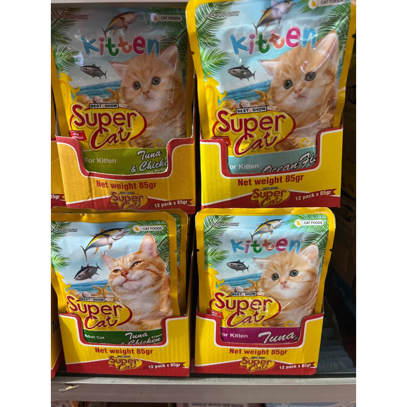 Jual Super cat sachet kitten adult tuna/ocean fish/tuna chicken 85gr ...
