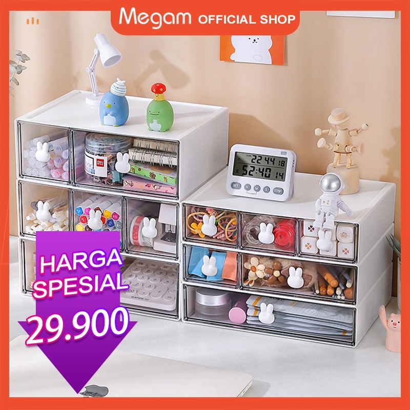 Jual Megam Rak Laci Susun Akrilik Organizer Meja Rak Transparan Head ...