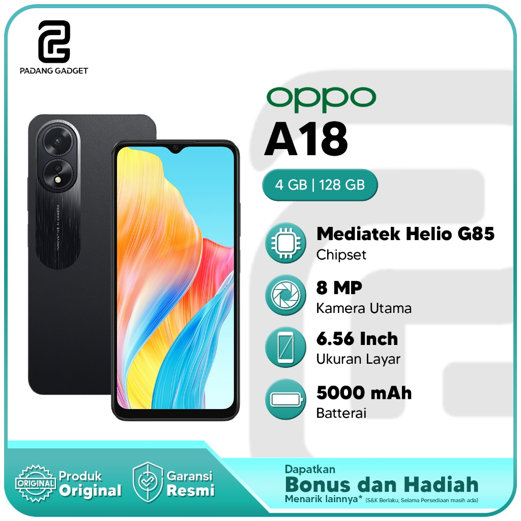 Jual OPPO A18 4/128GB ( 4GB + 4GB EXTENDED RAM ) Hp Android Smartphone ...