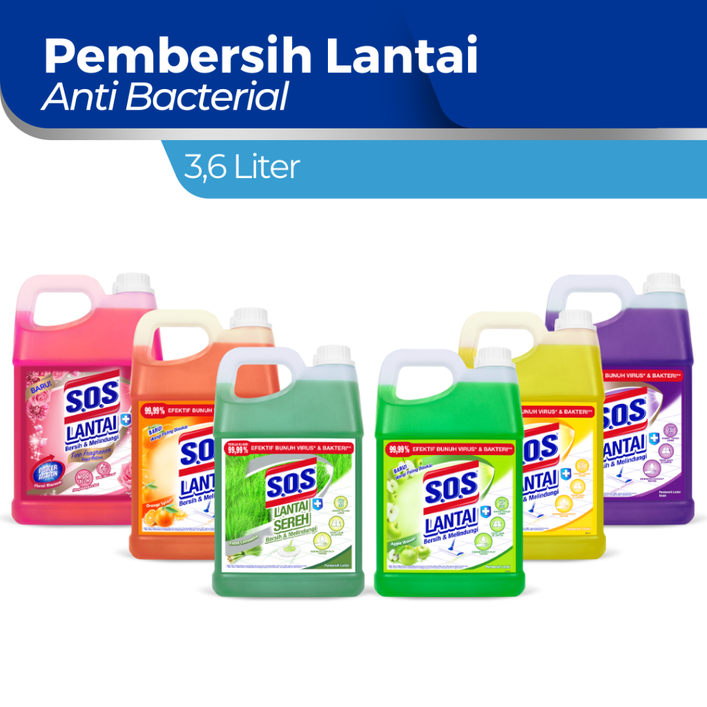 Jual SOS Pembersih Lantai Anti Bacterial Jerrycan 3,6L - Pembersih ...