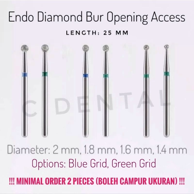 Jual Dental Endo Diamond Bur Opening Pulp Access Long Shank 25 mm High ...