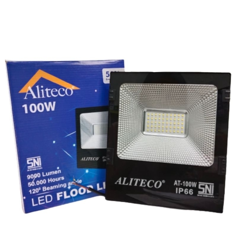 Jual Lampu Sorot / LED Flood Light 100W IP66 ALITECO Cahaya Kuning / Putih | Shopee Indonesia