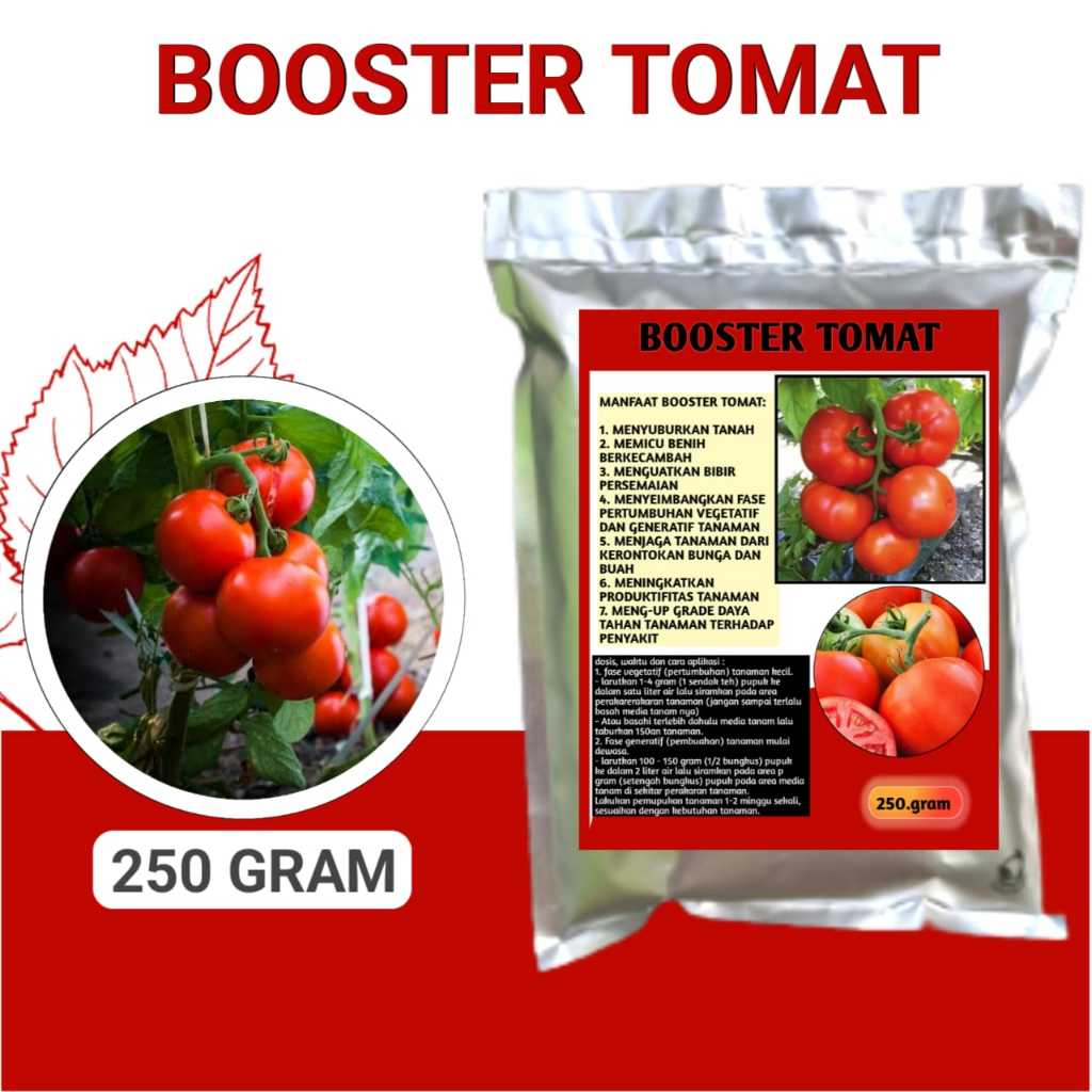 Jual Pupuk booster pelebat buah tomat nutrisi untuk bunga dan buah anti rontok kemasan 250 gram ...