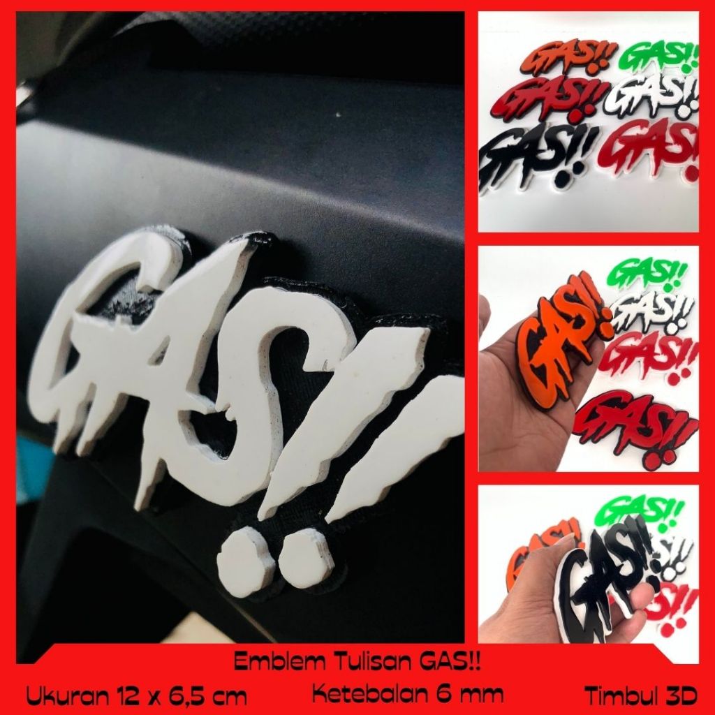 Jual EMBLEM GAS!! BUKAN STIKER VARIASI TIMBUL RACING GAS!! EMBLEM 3D ...