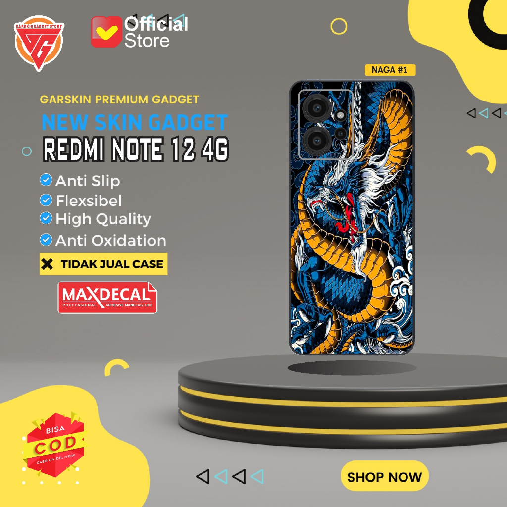 Jual Garskin Redmi Note 12 4G Skin Gadget Fullbody Motif Naga Top isi ...