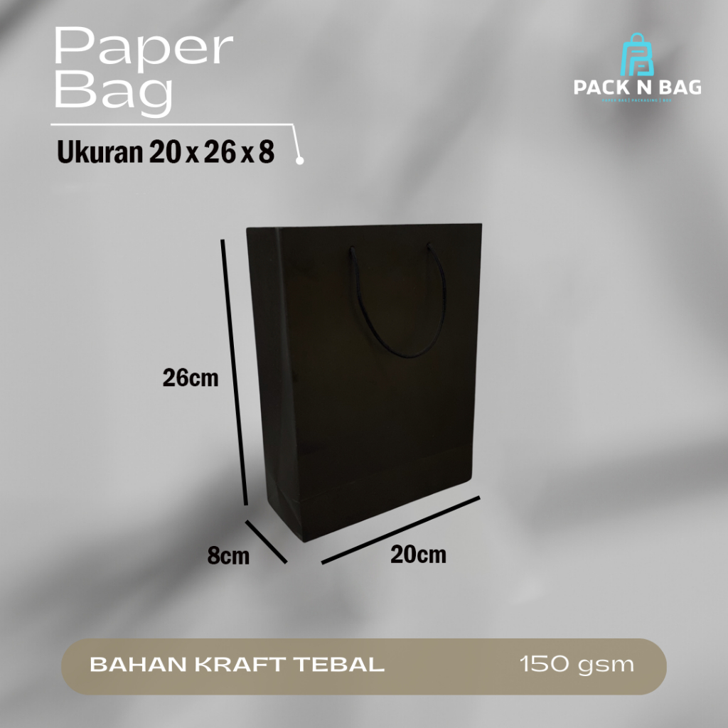 Jual Paper bag HITAM tebal 150gsm 20x26 | Shopee Indonesia
