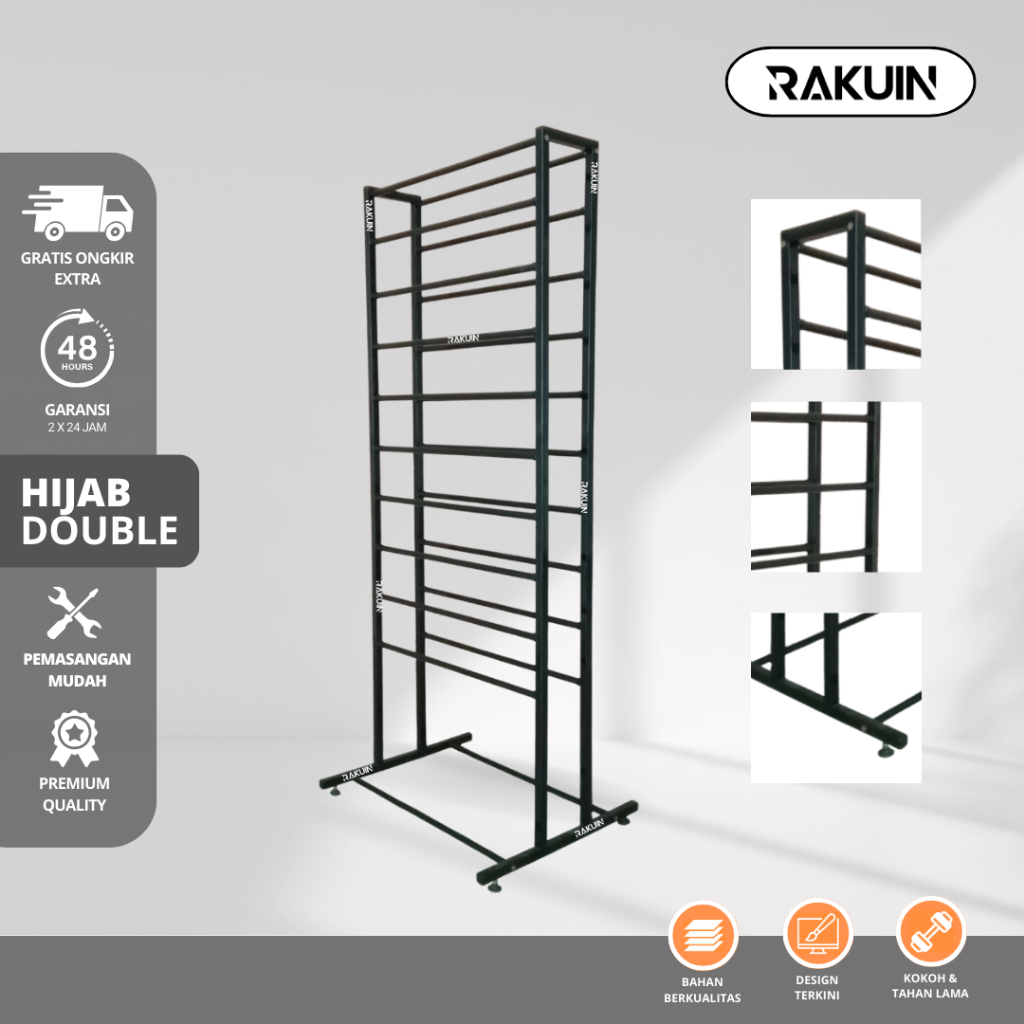 Jual RAK HIJAB DOUBLE - RAK HIJAB BESI 2 SISI KOKOH & MINIMALIS /RAK ...