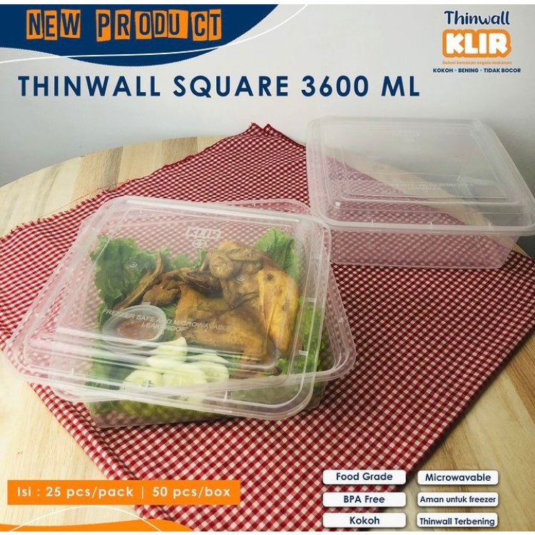 Jual Thinwall KLIR Persegi / Square / Kotak 3600 isi 25 pcs | Shopee ...