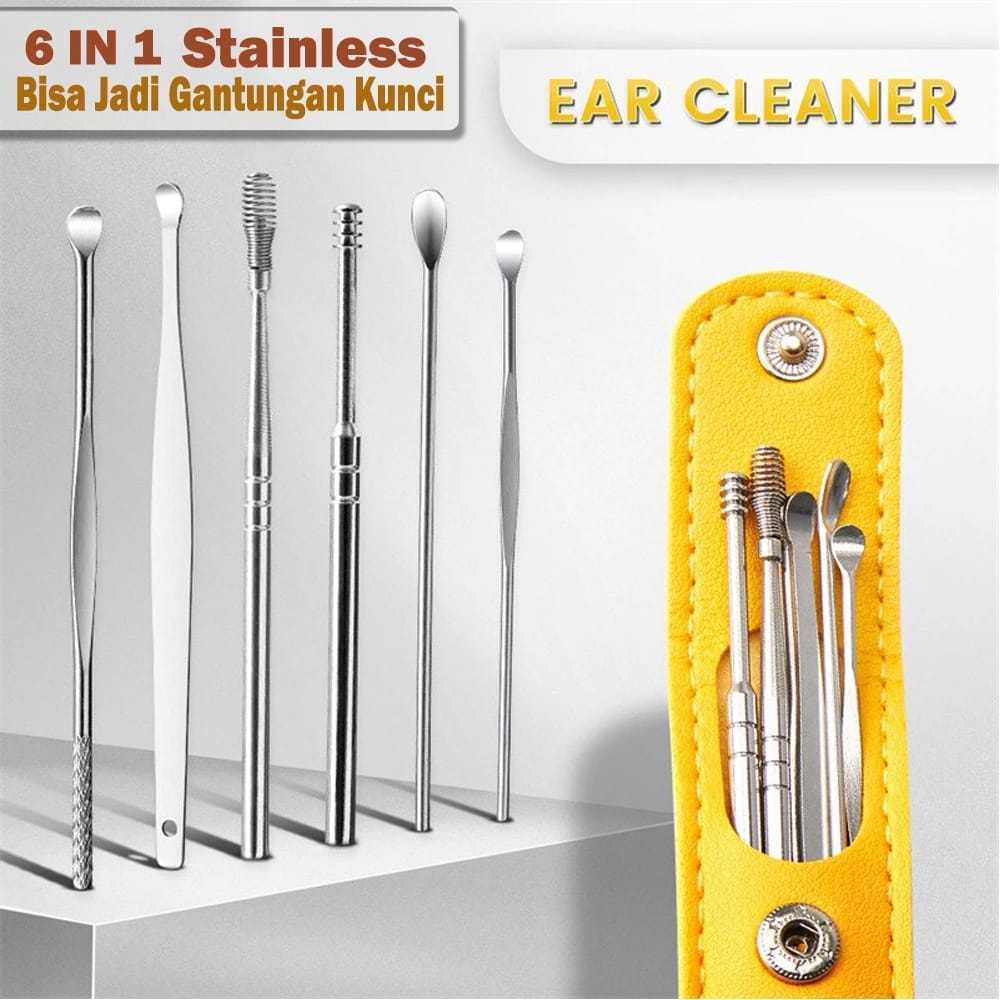 Jual Pembersih Telinga Alat Korek Kuping Stainless Set 6in1 Ear Cleaner ...