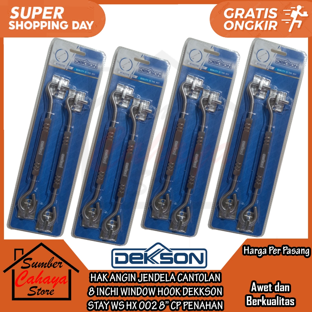 Jual HAK ANGIN JENDELA CANTOLAN 8 INCHI WINDOW HOOK DEKKSON STAY WS HX 002 8” CP PENAHAN KAIT ...