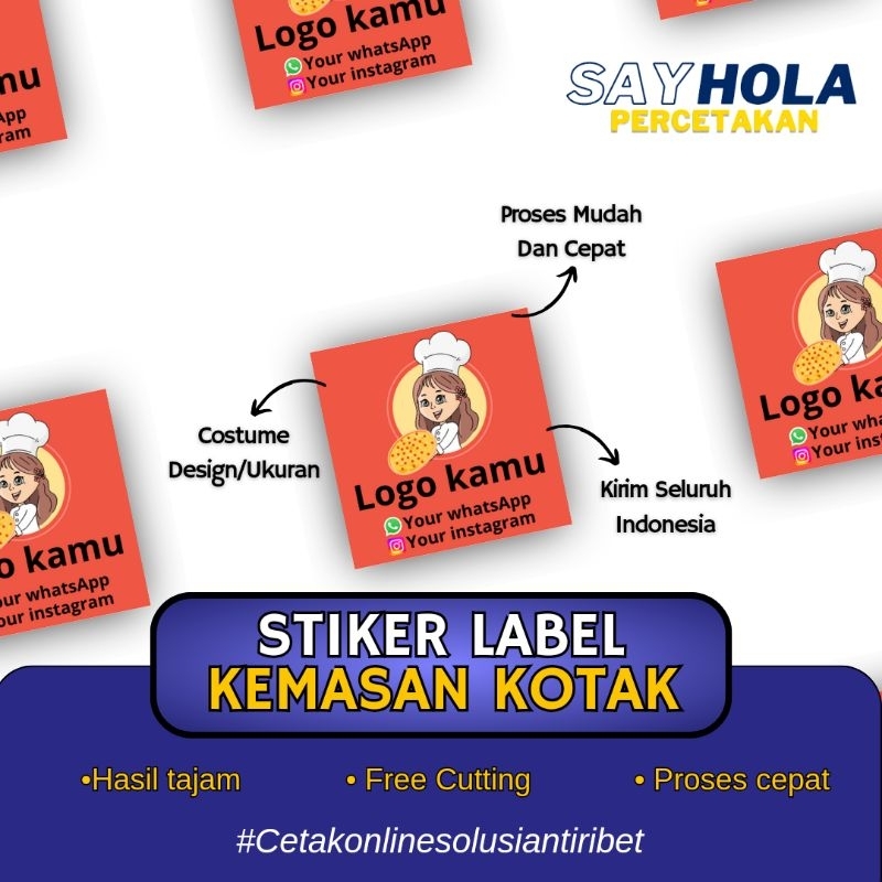 Jual Cetak label stiker logo | stiker kemasan makanan/produk/skincare ...