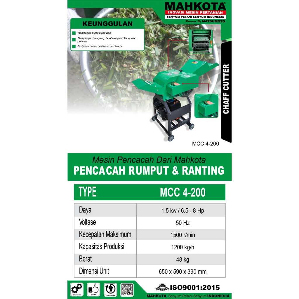 Jual MAHKOTA MCC 4-200 Mesin Pencacah Rumput Ranting / Mesin Cacah ...